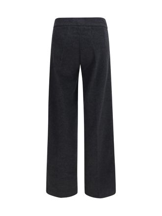 Avenue Montaigne Wide-Leg Cotton-Blend Trousers - Charcoal