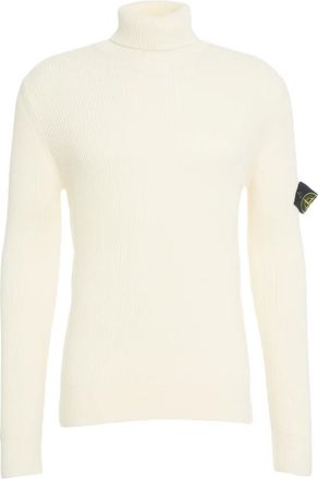 Stone Island Gerippter Woll-Rollkragenpullover - - Knitwear - Herren - Wei&szlig; - M
