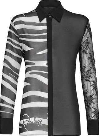 Philipp Plein Femme, Blouses et Chemises, Noir, Taille: 38 FR Shirt Jungle