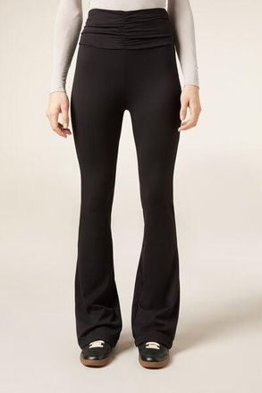 Calzedonia Flare Leggings Mit Kr&auml;uselung Schwarz