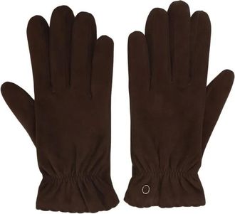Orciani Handschuhe - Elegant Deep Brown Suede Gloves With Gathered Cuff - Gr. L - in Schwarz - für Damen