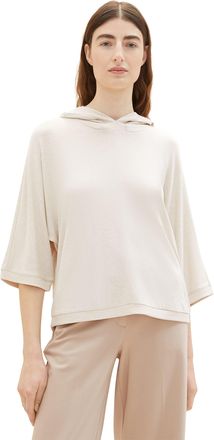 Tom Tailor Damen 1035466 T-Shirt mit Kapuze, 25955 - Dusty Beige Melange, M