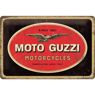 Nostalgic Art Retro Blechschild, 20 x 30 cm, Moto Guzzi - Logo Motorcycles - Geschenk-Idee für Biker, Original Lizenzprodukt (OLP), aus Metall, Vintage Design, Blec