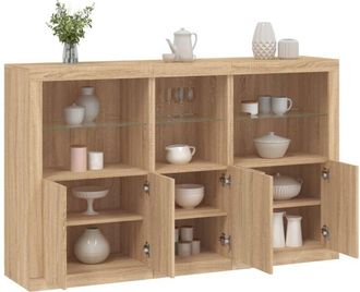 vidaXL Buffet avec lumi&egrave;res led ch&ecirc;ne sonoma 162x37x100 cm