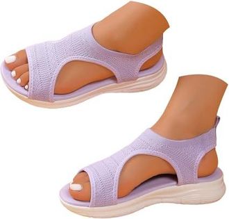 Generic Sandales orthop&eacute;diques larges pour femme avec soutien de la vo&ucirc;te plantaire - Sandales compens&eacute;es &agrave; ressort pour fasciite plantaire - Chaussures de ma