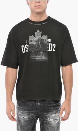 Dsquared2 Crew Neck CRUSH Cotton T-Shirt with Embossed Print size Xxl