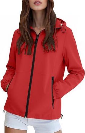 Generic Vestes pour femmes 2026 Veste coupe-vent tendance pour femme, Rouge, XXL