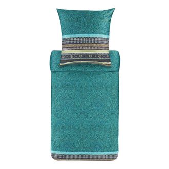 Bassetti Maser Bettwäsche + 1 Kissenhülle aus 100% Baumwollsatin in der Farbe Waldgrün V1, Maße: 135x200 + 1 K 80x80 cm - 9325837, Grün