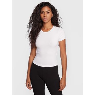 Gina Tricot T-Shirt Basic 17957 Wei&szlig; Slim Fit