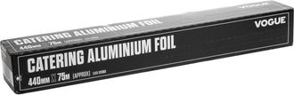 Vogue Eyewear Vogue Alufolie f&uuml;r die Gastronomie - 440 mm x 75 Meter, Silber, mit gezackter Kante, 12 Mikron, Food Service Folienrolle, Premium Alufolie, f&uuml;r den ge