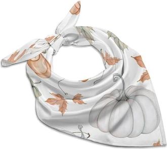 Generic Écharpe carrée en soie carrée citrouille et feuille dérable - Écharpe légère pour la récolte dautomne - Écharpe pour cheveux respirante - Cadeau pour 