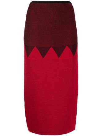 Jean Paul Gaultier jupe mi-longue 1987 à motif zigzag - Rouge