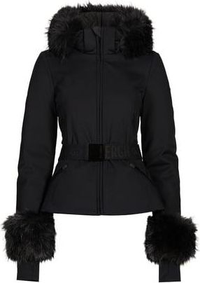 Goldbergh Skijacke mit Pelzgürtel in Schwarz
