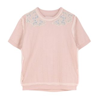 Maison Margiela Geripptes Oberteil mit Rundhalsausschnitt - - Knitwear - Damen - Rosa - M