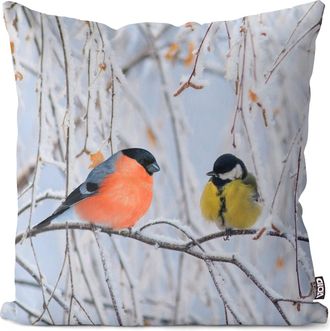 Void Watches Gimpel Blaumeise Vogel Kissenbezug Kissenhülle Sofakissen Kissen Deko Outdoor-Kissen Dekokissen, 40 x 40 cm, Mehrfarbig, Vogel Muster, Dekokissen, Woh