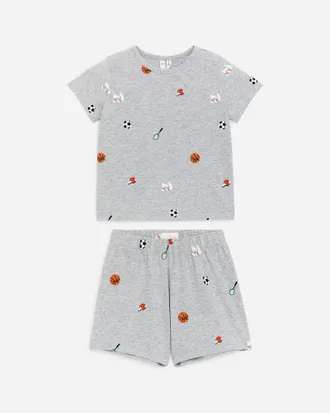 Arket Zweiteiliger Kurzer Pyjama Aus Jersey -Grau