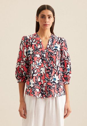 Seidensticker Klassische Bluse Schwarze Rose Tunika Druck