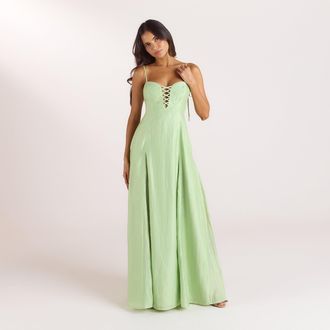 Lounge Robe Maxi Brod&eacute;e - Vert - 34
