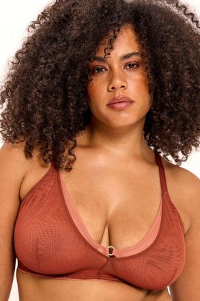 Understatement Damen vegan Bralette Aus Netzstoff Mit Doppeltem Dreieck Und Rost