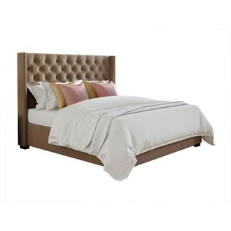 Vente-Unique Vente-unique - Lit 180 x 200 cm avec t&ecirc;te de lit capitonn&eacute;e - Tissu - Beige - massimo ii