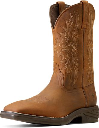 Ariat Mens Ridgeback Western Boots in Oily Distressed Tan, D Medium Width, Size 44.5, by Ariat