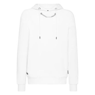 Philipp Plein Homme, Sweatshirts et sweats &agrave; capuche, Blanc, Taille: L Chains Sweat &agrave; capuche