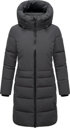 Navahoo Damen Langer Wintermantel warmer Steppmantel mit hohem Kragen und zur H&auml;lfte kuscheligem Fleece-Innenfutter Mondnebel XIV Anthracite Gr. XXL