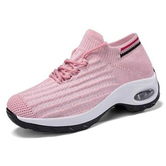 Generic Baskets Compens&eacute;es Femme Basket Running pour Plates D&eacute;contract&eacute;es Femmes Elegante Respirante D&eacute;contract&eacute;e Maille Solide Lacets Chaussures Marche en Mo