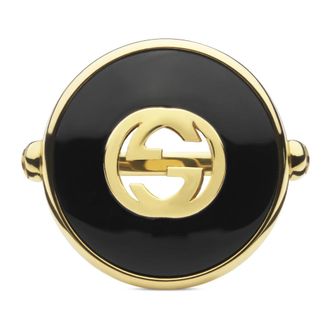 Gucci Verriegelungsring in Gelbgold- Onyx und Diamant - - Accessories - Damen - Gelb - 51 MM