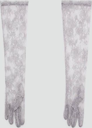 Mango Gants longs en dentelle gris - Femme - S - MANGO