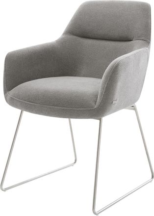 DELIFE Polsterstuhl Pejo-Flex Kufengestell Edelstahl Strukturstoff Soft Grau Taschenfederkern