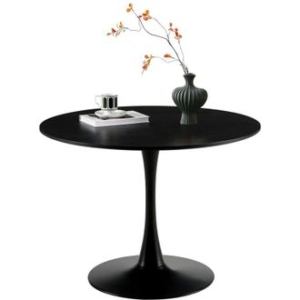 Eggree Table de salle &agrave; manger ronde moderne, table de bar, pour cuisine, salon, bureau, 2 &agrave; 4 personnes, diam&egrave;tre 100 cm, noir