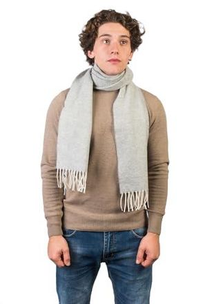DALLE PIANE CASHMERE Écharpe en laine et cachemire à chevrons, Made in Italy - Homme, Couleur: Gris clair, Taille unique