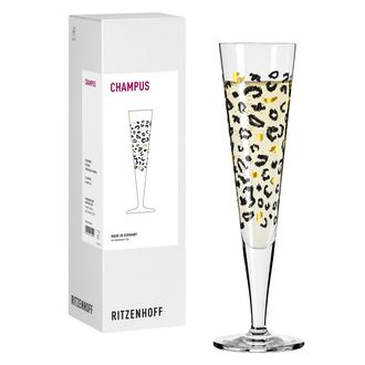 Ritzenhoff 8114002 Champagnerglas 200 ml - Serie Fashion - Motiv golden mit Leoprint, Made in Germany