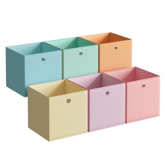Songmics Aufbewahrungsbox, 6er Set, Ordnungsboxen, geruchsneutral, Faltbox, 30 x 30 x 30 cm, Stoffbox, f&uuml;r W&uuml;rfelregal, Organizer bunt, Aufbewahrungskorb, f&uuml;r 