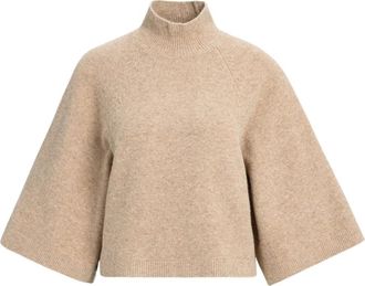 YaYa Yaya - Pull en maille acrylique &agrave; col montant et manches larges - Femme - Pulls - Beige - Taille: 34 FR