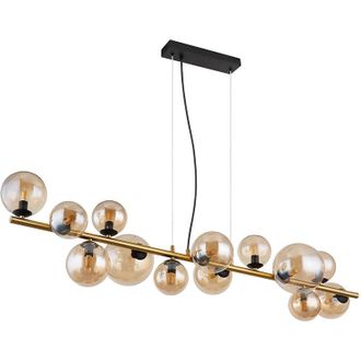 Globo Lighting Pendelleuchte H&auml;ngelampe Deckenleuchte Esszimmerlampe led Glas Amber 13-Flammig