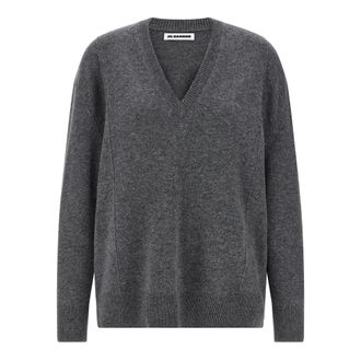 Jil Sander V-Ausschnitt Pullover - - Knitwear - Damen - Grau - S