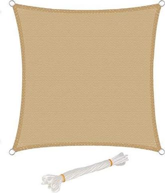 Woltu Voile dombrage carré 5x5 m Respirante en HDPE, Toile dombrage Protection Solaire, Anti 85% UV Contre Le Vent, pour Jardin terrasse Camping Sable