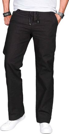 Alessandro Salvarini A. Salvarini Herren Leinenhose leichte lockere Stoffhose Sommer leinen Hose W29-W40 L30-L34 AS-034 [AS034 - Schwarz - W30 L30]