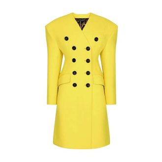 Dolce & Gabbana Gelber Wollmantel mit Doppelreihiger Knopfleiste - - Coats - Damen - Gelb - XS
