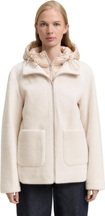 Tom Tailor Damen 1047523 Hybrid Jacke mit Stepp-Einsatz, 38248-Structure Beige Melange, XXL