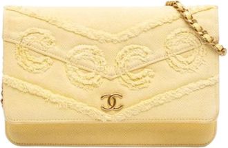 Chanel Pre-owned Sac bandouli&egrave;re en jean &agrave; franges - Femme - Pre-owned - Jaune - Taille: ONE Size