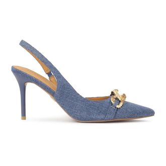 Kazar Blaue Denim-Stoff Slingback-Pumps.Dieses Produkt f&auml;llt klein aus. - - Shoes - Damen - Blau - 37 EU