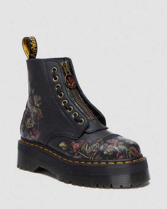 Dr. Martens Sinclair Decayed Roses Tumbled Nappa Leder Stiefel in Schwarz, Gr&ouml;&szlig;e: 36