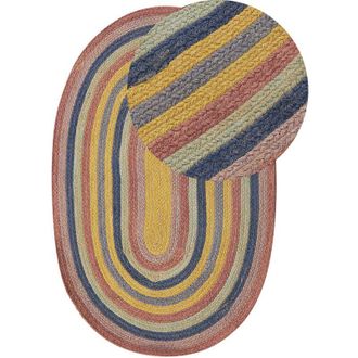 Beliani Beliani - Teppich Mehrfarbig Jute Oval 70 x 100 cm Kurzflor mit Streifenmuster Handgewebt Boho f&uuml;r Fu&szlig;bodenheizung Wohnzimmer Esszimmer Kinderzimmer