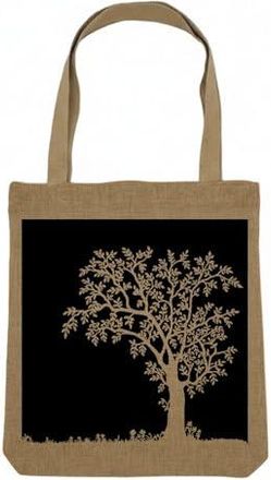 Fabulous Sac Shopping Tote Bag Aspect Lin - Dessin Arbre Sakura Silhouette Japon - Sac de Courses Toile Epaisse 360g Beige Naturel Cabas Port&eacute; Epaule Solide Im