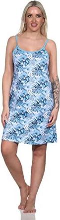 Normann Chemise de nuit sans manches à bretelles spaghetti pour femme - Imprimé floral - Également surdimensionnée, bleu, 4X-Large
