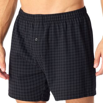 Schiesser Herren Boxershorts schwarz Reine Baumwolle Gemustert