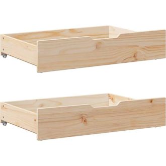 vidaXL Bettschubladen mit Rollen 2 Stk. 80x55x17 cm Massivholz Kiefer Vidaxl